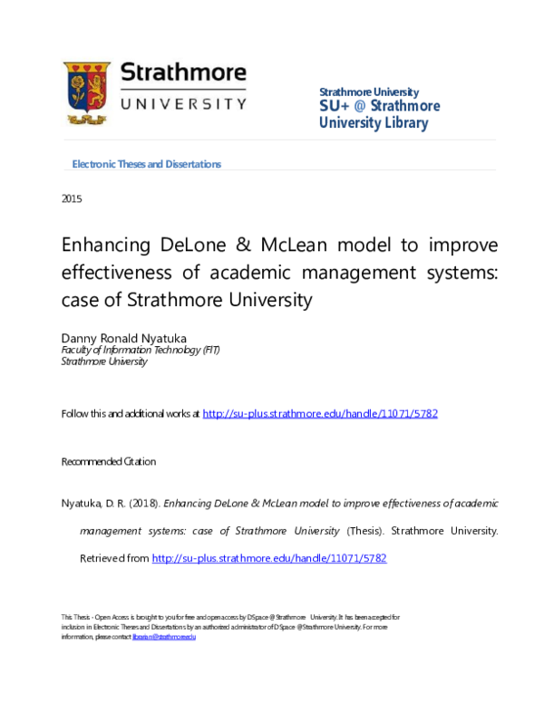 (PDF) Enhancing DeLone & McLean model to improve effectiveness of ...