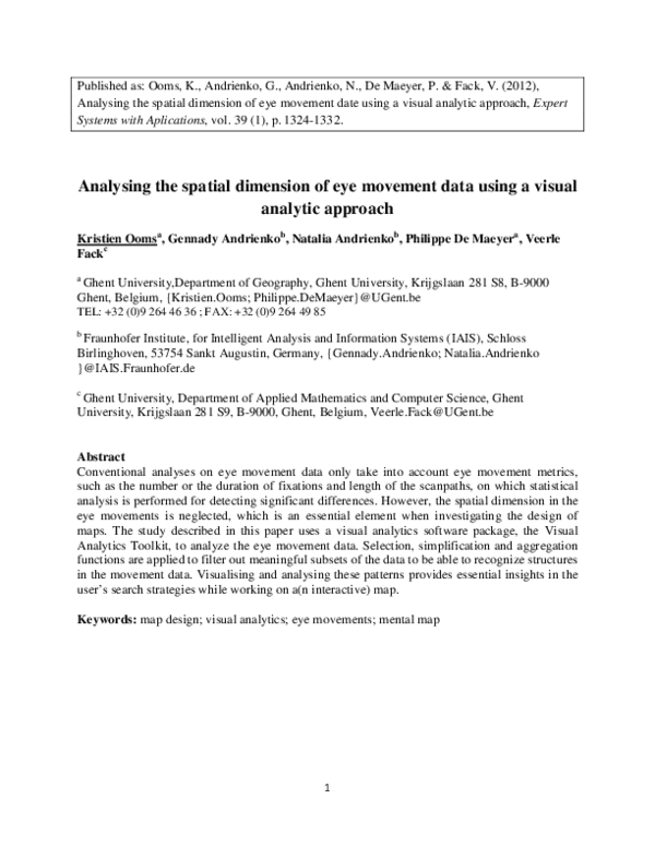 (PDF) Analysing the spatial dimension of eye movement data using a visual analytic approach