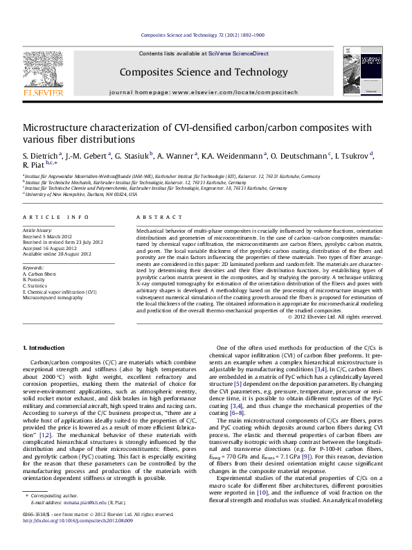 (PDF) Microstructure characterization of CVI-densified carbon/carbon ...