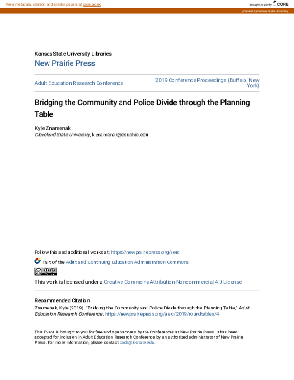 (PDF) Bridging the Community and Police Divide through the Planning Table