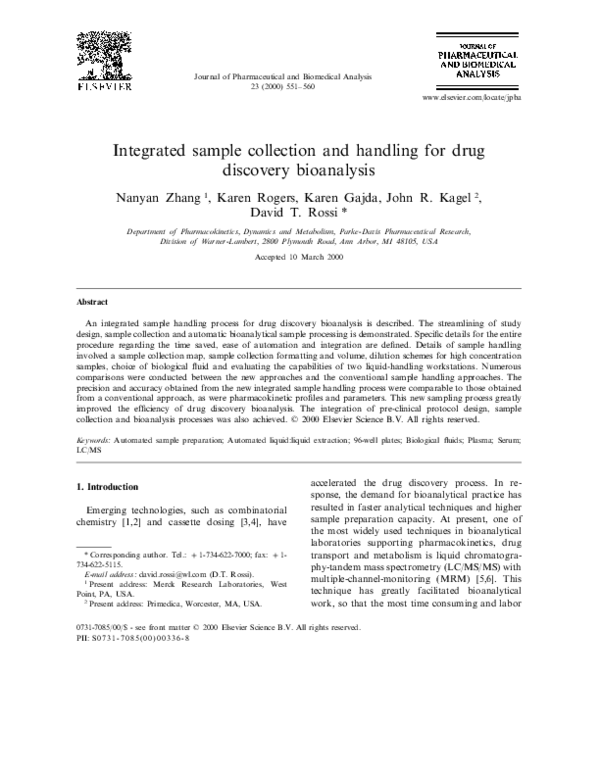 (PDF) Integrated sample collection and handling for drug discovery ...