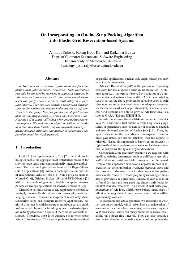 (PDF) On incorporating an on-line strip packing algorithm into elastic ...