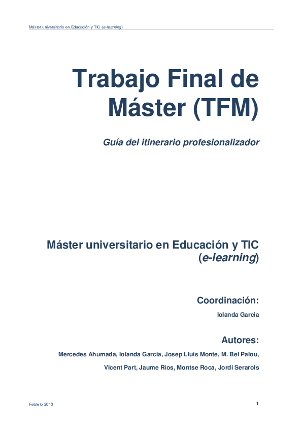 (PDF) Proyecto de aplicación profesional e-learning, septiembre 2013