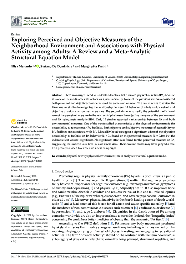 Pdf Exploring Perceived And Objective Measures Of The Neighborhood Environment And