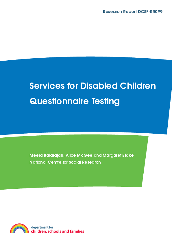 (PDF) Services for disabled children : questionnaire testing