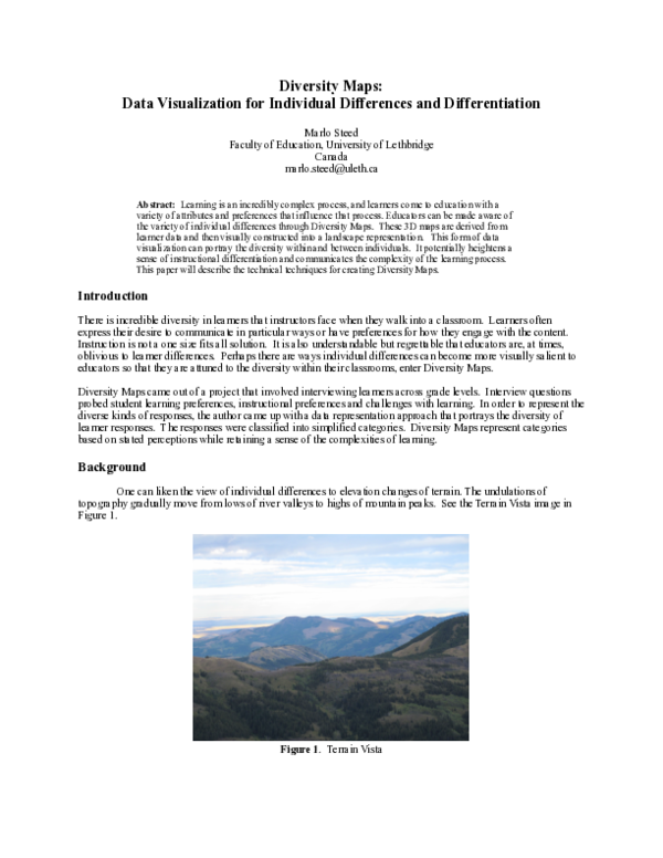 (PDF) Diversity Maps: Representing Individual Differences | Marlo Steed ...