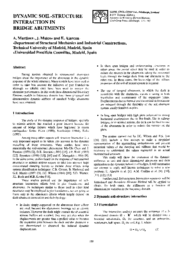 (PDF) Dynamic Soil-Structure Interaction in Bridge Abutments
