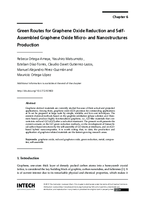 (PDF) Green Routes for Graphene Oxide Reduction and Self- Assembled ...