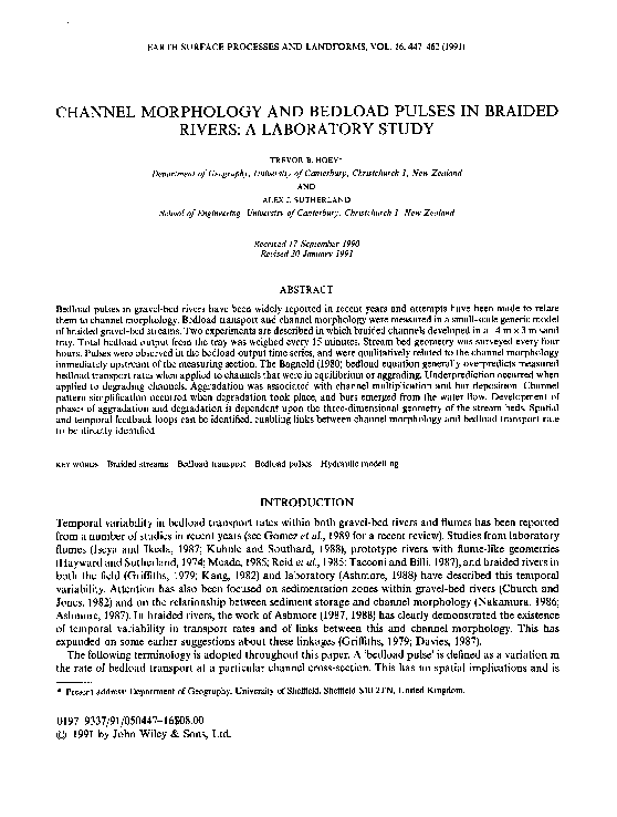 (PDF) Channel morphology and bedload pulses in braided rivers: a laboratory study