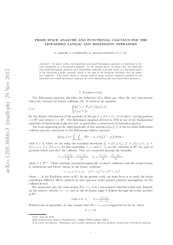 (PDF) Phase space analysis and functional calculus for the linearized ...