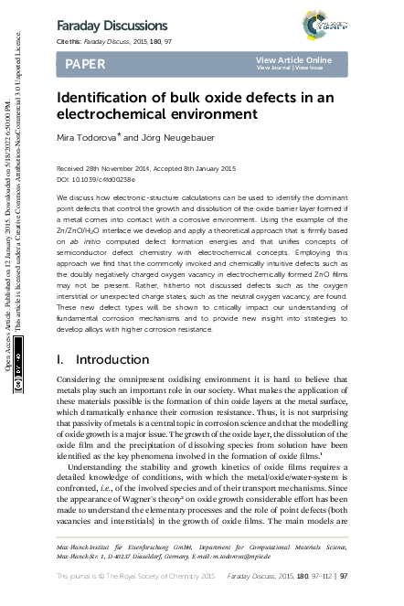 (PDF) Identification of bulk oxide defects in an electrochemical ...