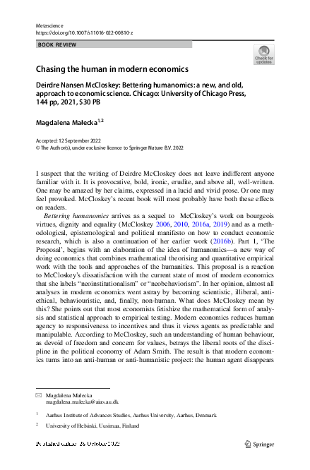 (PDF) Chasing the human in modern economics
