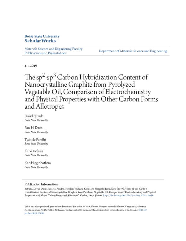 (PDF) The sp2-sp3 carbon hybridization content of nanocrystalline ...