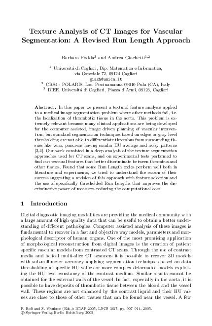 (PDF) Texture Analysis of CT Images for Vascular Segmentation: A ...