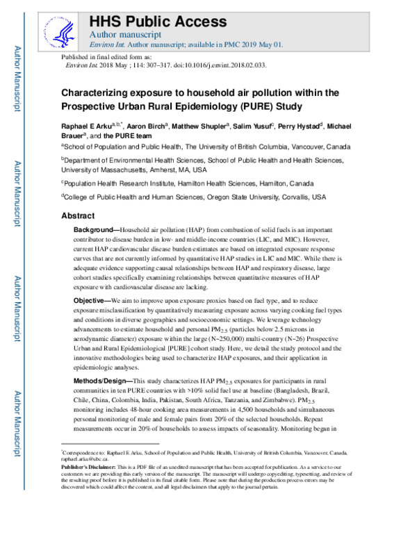 (PDF) Characterizing exposure to household air pollution within the ...