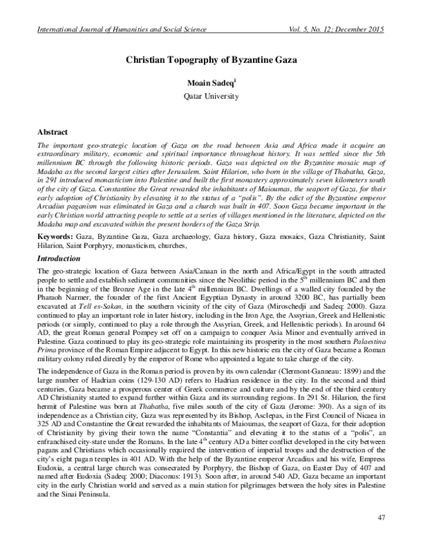 (PDF) Christian Topography of Byzantine Gaza | Moain Sadeq - Academia.edu