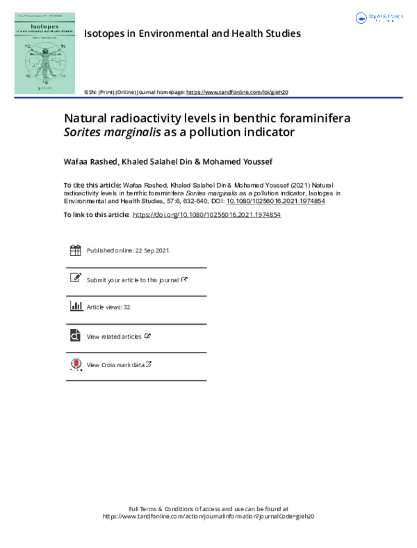(PDF) Natural radioactivity levels in benthic foraminifera Sorites ...