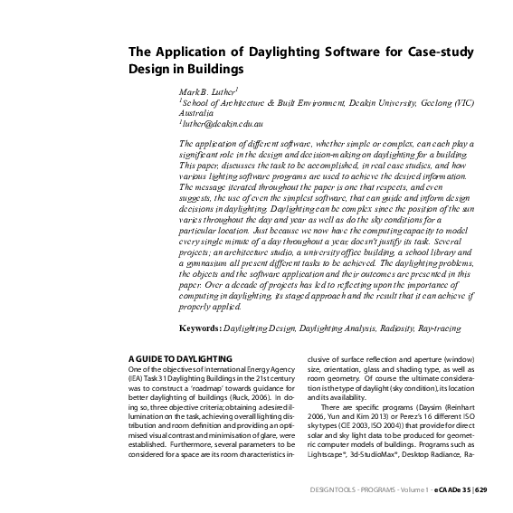 (PDF) The Application of Daylighting Software for Case-study Design in Buildings