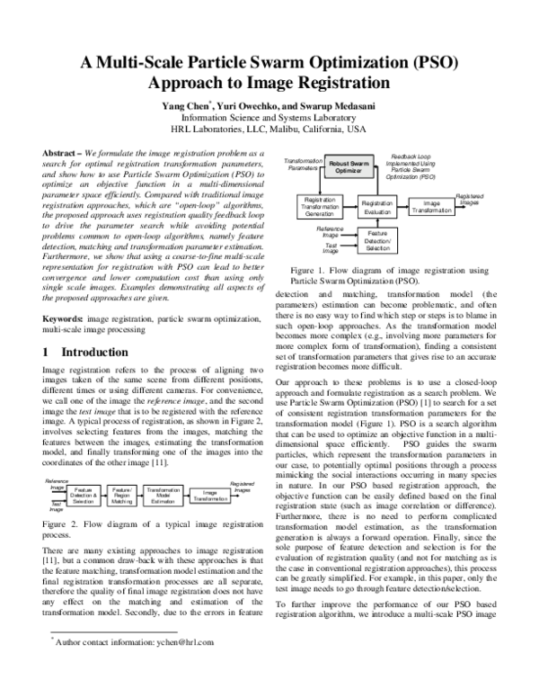 (PDF) A Multi-Scale Particle Swarm Optimization ( PSO ) Approach to Image Registration