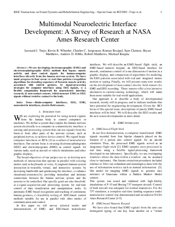 (PDF) Multimodal Neuroelectric Interface Development: A Survey of ...