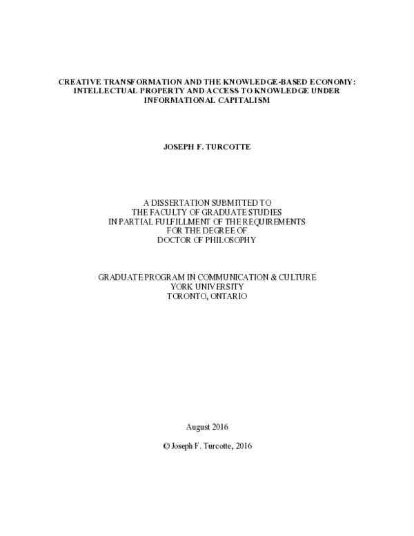 (PDF) Creative Transformation and the Knowledge-Based Economy ...