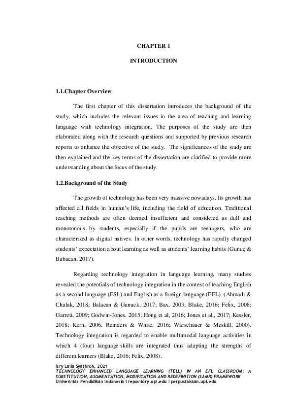 (PDF) Technology-Enhanced Language Learning (TELL) in an English as a ...