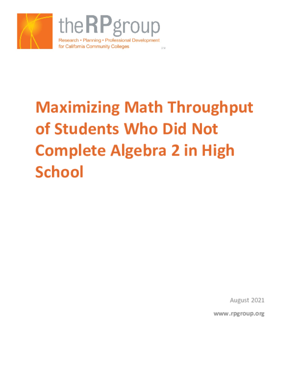 (PDF) Maximizing Math Throughput of Students Who Did Not Complete ...