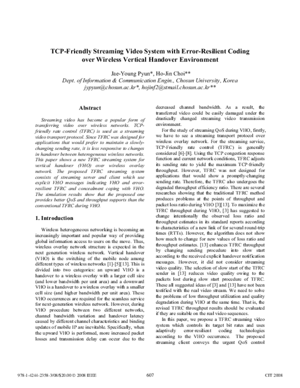(PDF) TCP-friendly streaming video system with error-resilient coding over wireless vertical ...