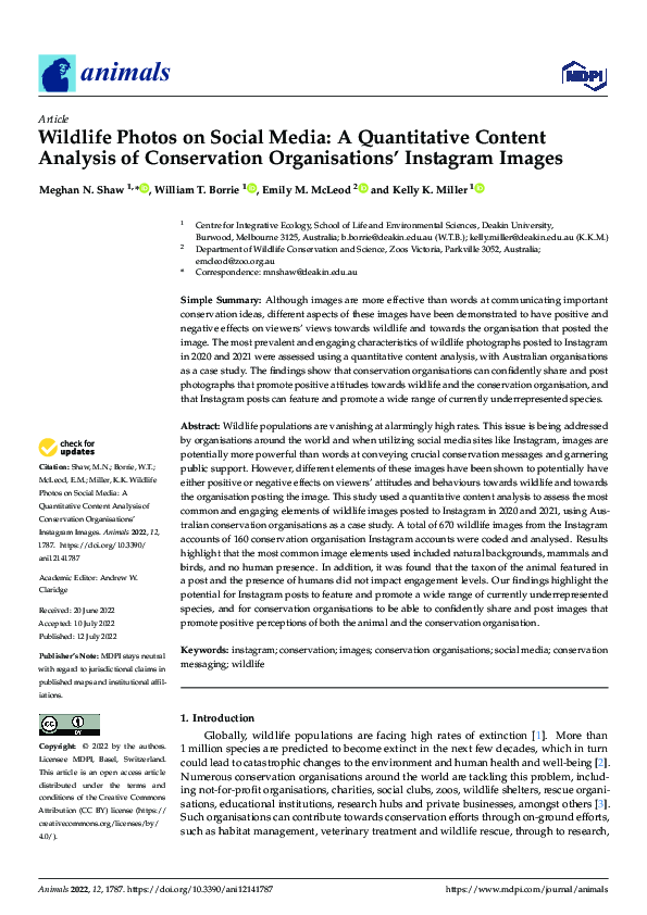 (PDF) Wildlife Photos on Social Media: A Quantitative Content Analysis ...