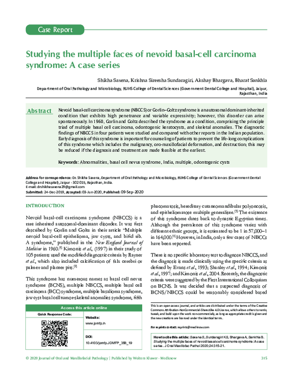 (PDF) Studying the multiple faces of nevoid basal-cell carcinoma ...
