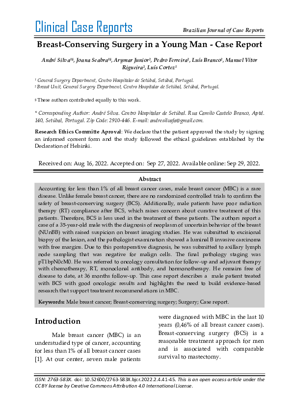 (PDF) Breast-Conserving Surgery in a Young Man - Case Report | Joana ...