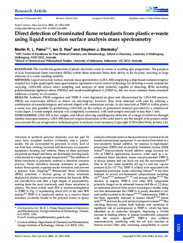 (PDF) Direct detection of brominated flame retardants from plastic e ...