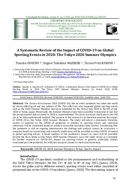 (PDF) A Systematic Review of the Impact of COVID-19 on Global Sporting ...