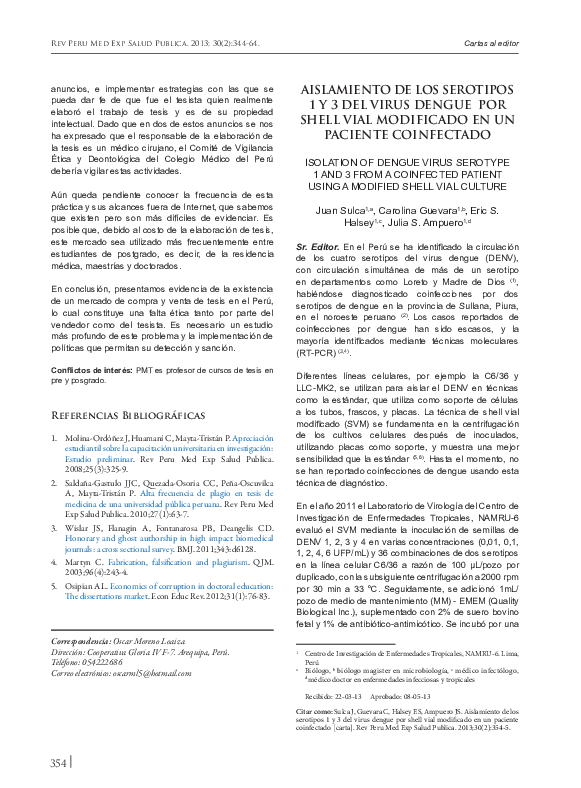 (PDF) [Isolation of dengue virus serotype 1 and 3 from a coinfected ...