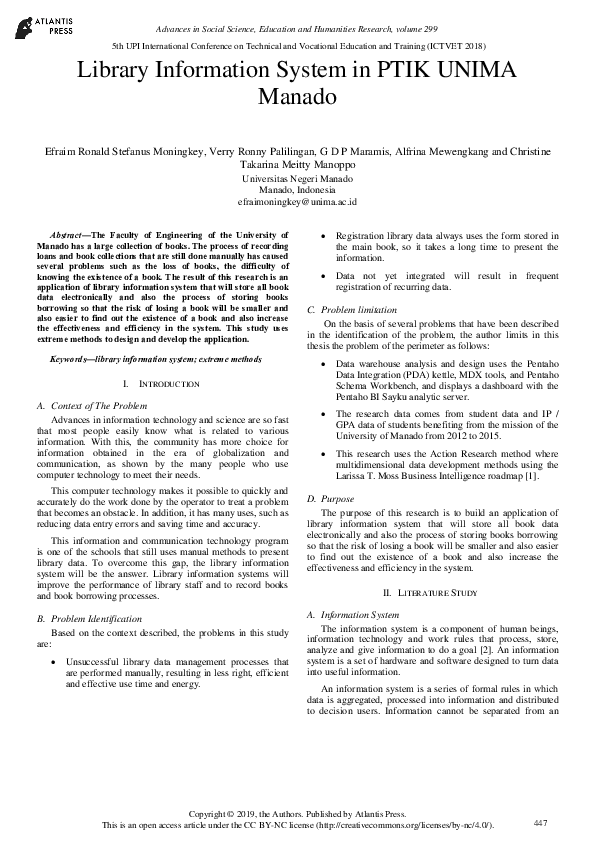 (PDF) Library Information System in PTIK UNIMA Manado