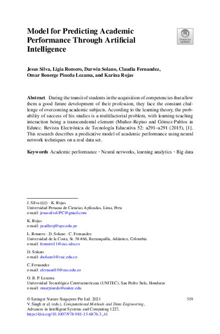 (PDF) Model for Predicting Academic Performance Through Artificial Intelligence