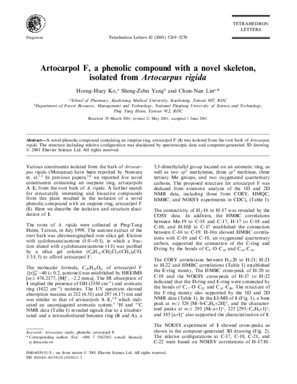 (PDF) Artocarpol F, a phenolic compound with a novel skeleton, isolated ...
