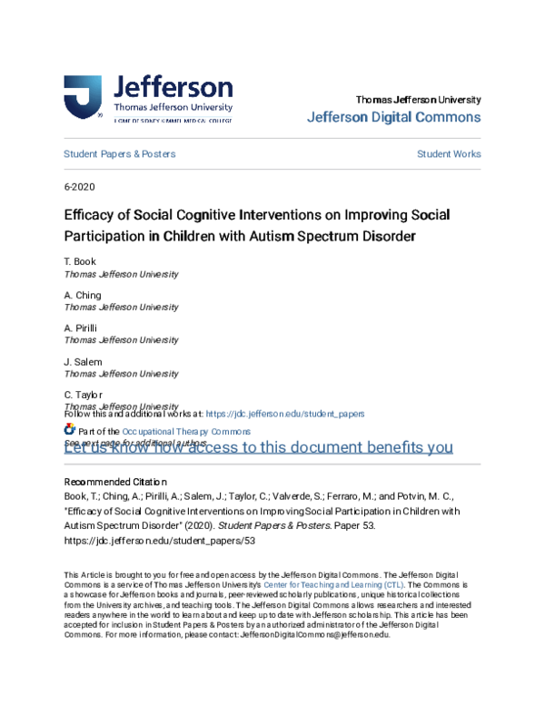 (PDF) Efficacy of Social Cognitive Interventions on Improving Social ...