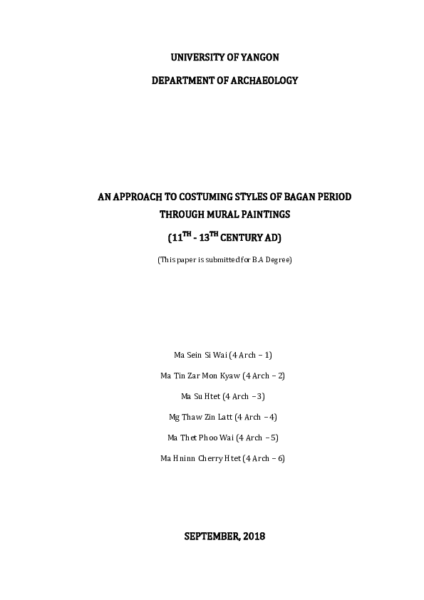 (PDF) An Approach to Costuming Styles of Bagan Period through Mural ...