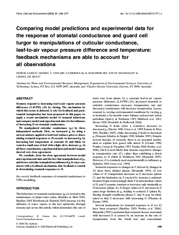 (PDF) Comparing model predictions and experimental data for the ...