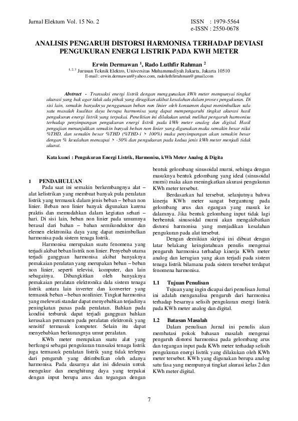 (PDF) Analisis Pengaruh Distorsi Harmonisa Terhadap Deviasi Pengukuran ...