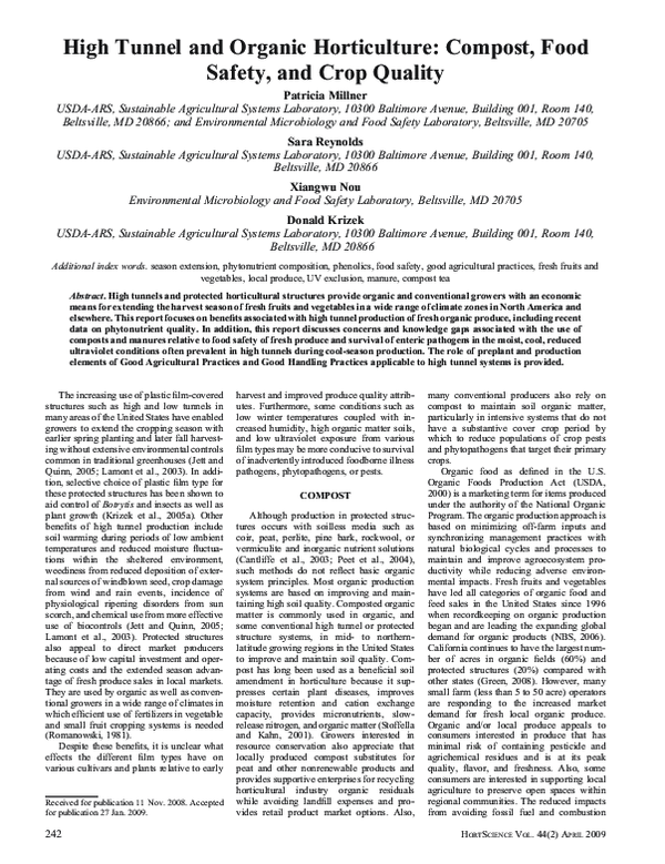 (PDF) High Tunnel and Organic Horticulture: Compost, Food Safety, and ...
