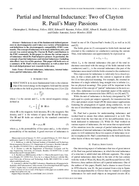 (PDF) Partial and Internal Inductance: Two of Clayton R. Paul’s Many ...