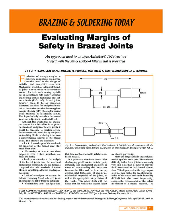 (PDF) BRAZING & SOLDERING TODAY Evaluating Margins of Safety in Brazed ...