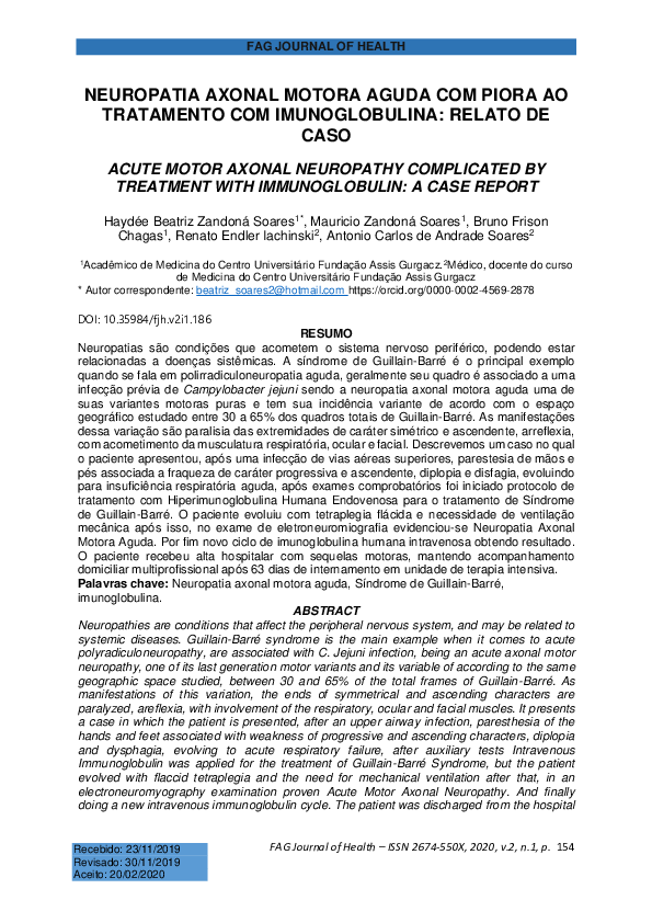 (PDF) Neuropatia Axonal Motora Aguda Com Piora Ao Tratamento Com ...