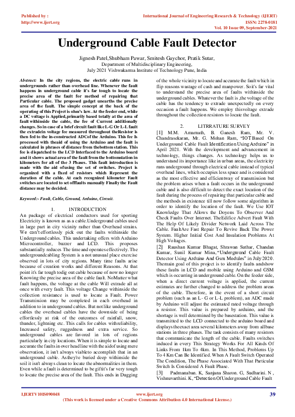 (PDF) Underground Cable Fault Detector