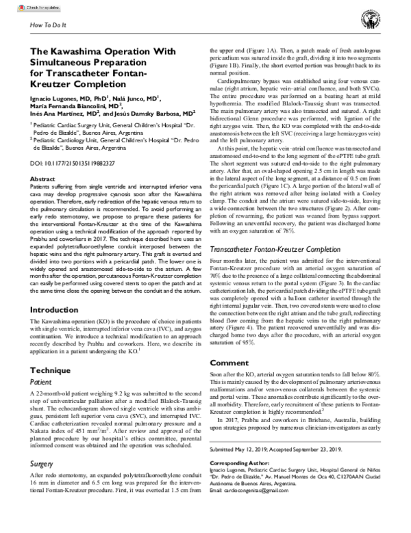 (PDF) The Kawashima Operation With Simultaneous Preparation for ...