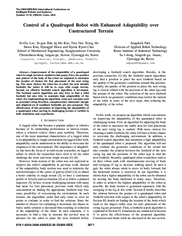 (PDF) Control of a quadruped robot with enhanced adaptability over ...