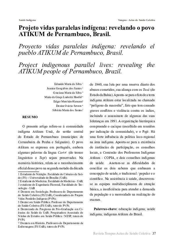 (PDF) Projeto vidas paralelas indígena: revelando o povo ATIKUM de ...