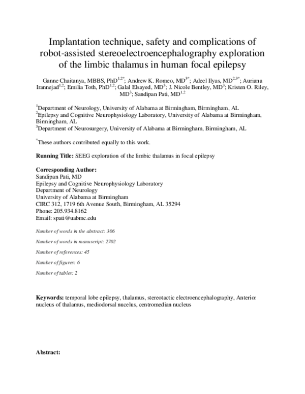 (PDF) Implantation technique, safety and complications of robot-assisted ...
